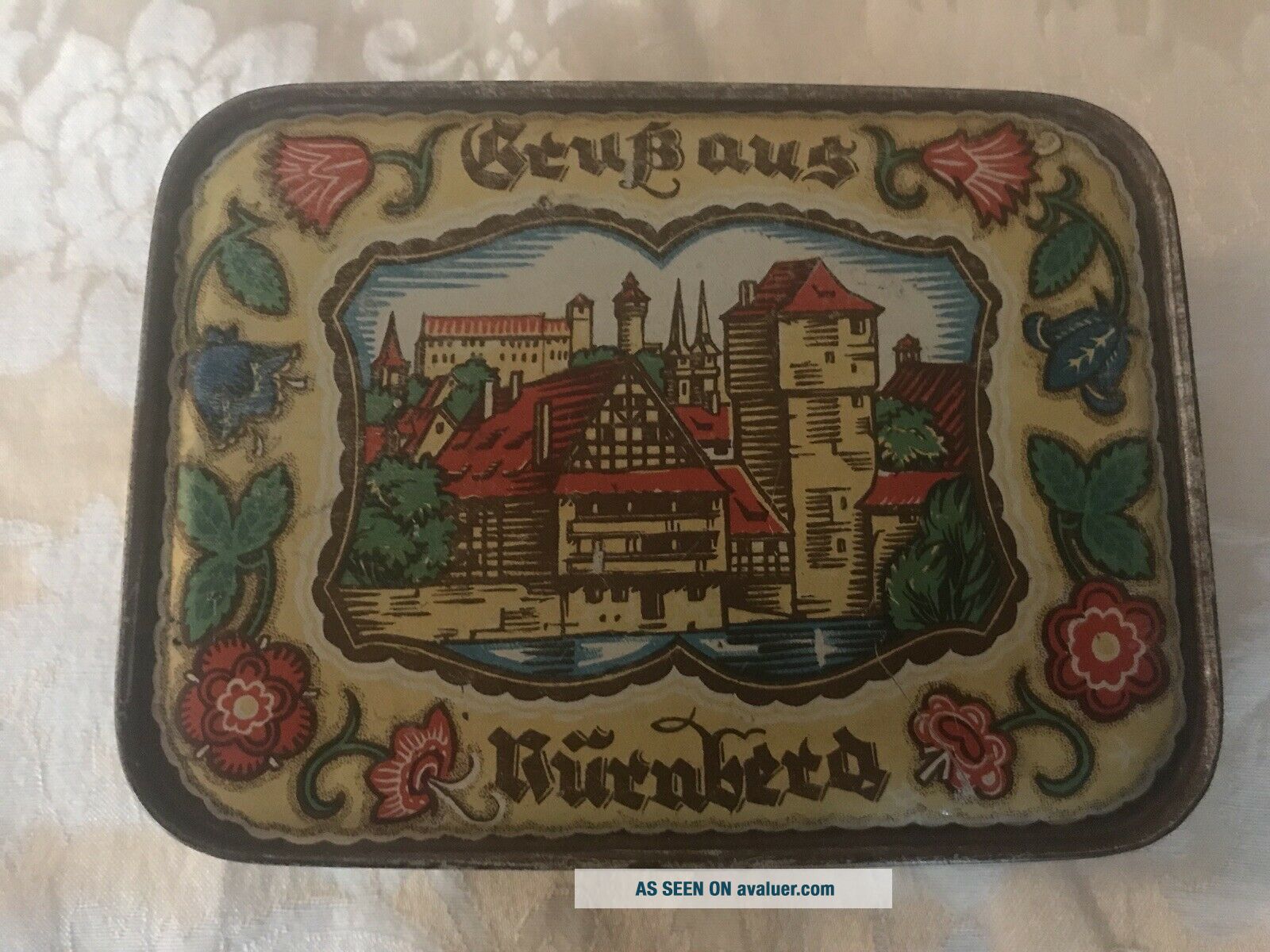Vintage Antique German Haeberlein Nurnberger Metzger Cookie Tin / Jar ...