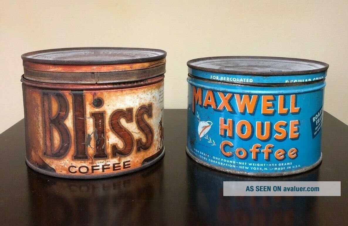 Vintage BLISS MAXWELL HOUSE Coffee Tins With Lids | #2456267