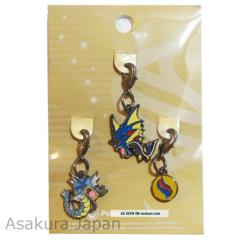 Pokemon Center Limited Mega Gyarados Stone Metal Charm Set XY Key Chain ...