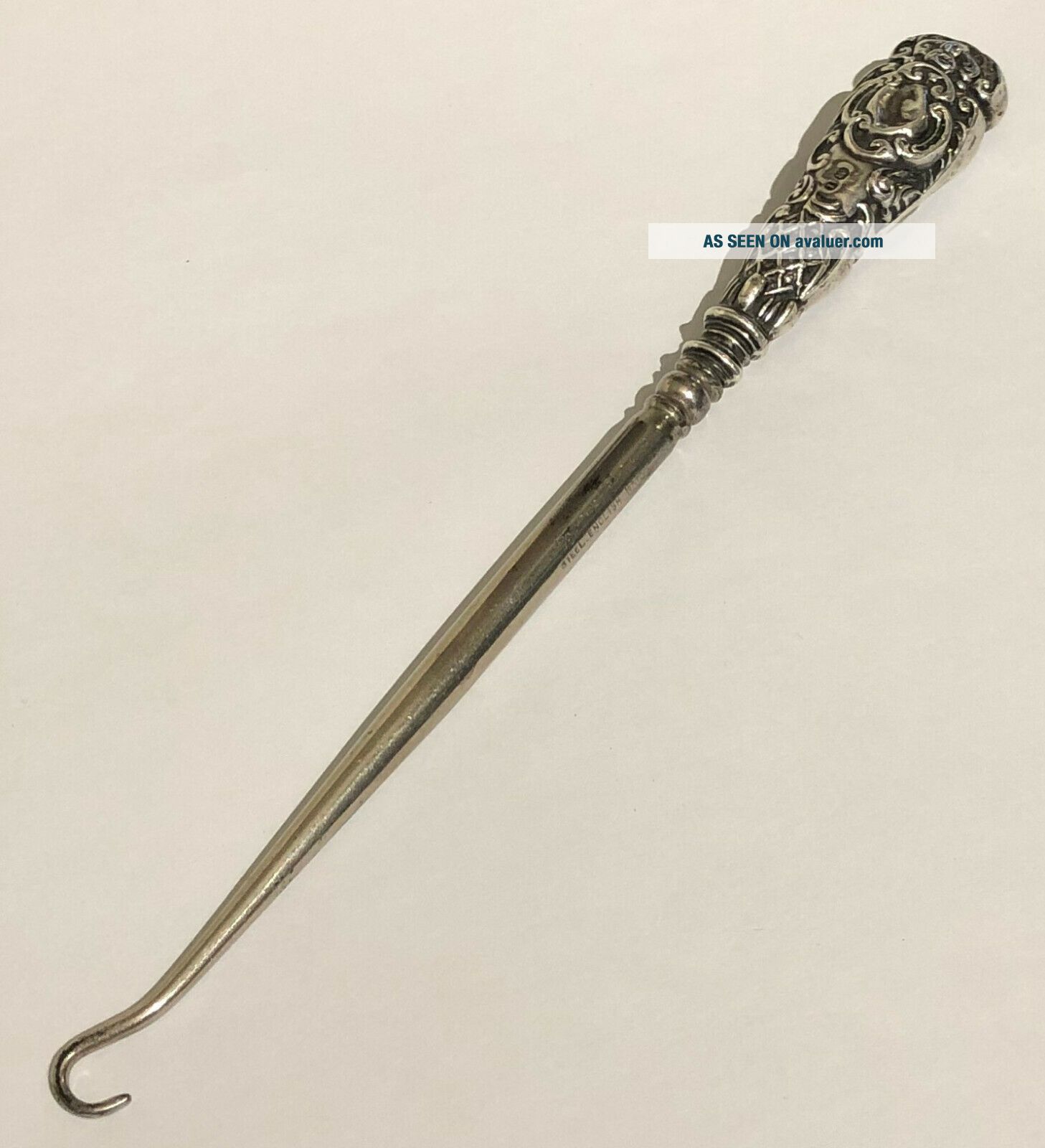 Antique 1908 STERLING SILVER Handled Button Hook Birmingham HALLMARKS ...