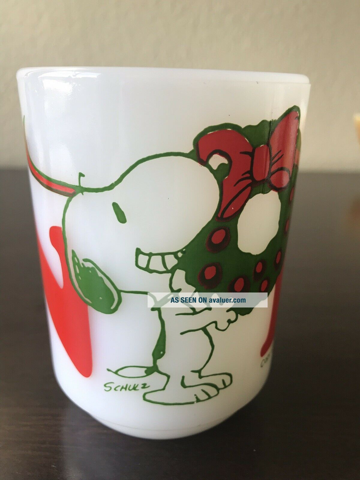 Vintage Anchor Hocking Fire King Snoopy Woodstock NOEL Milk Glass Mug ...