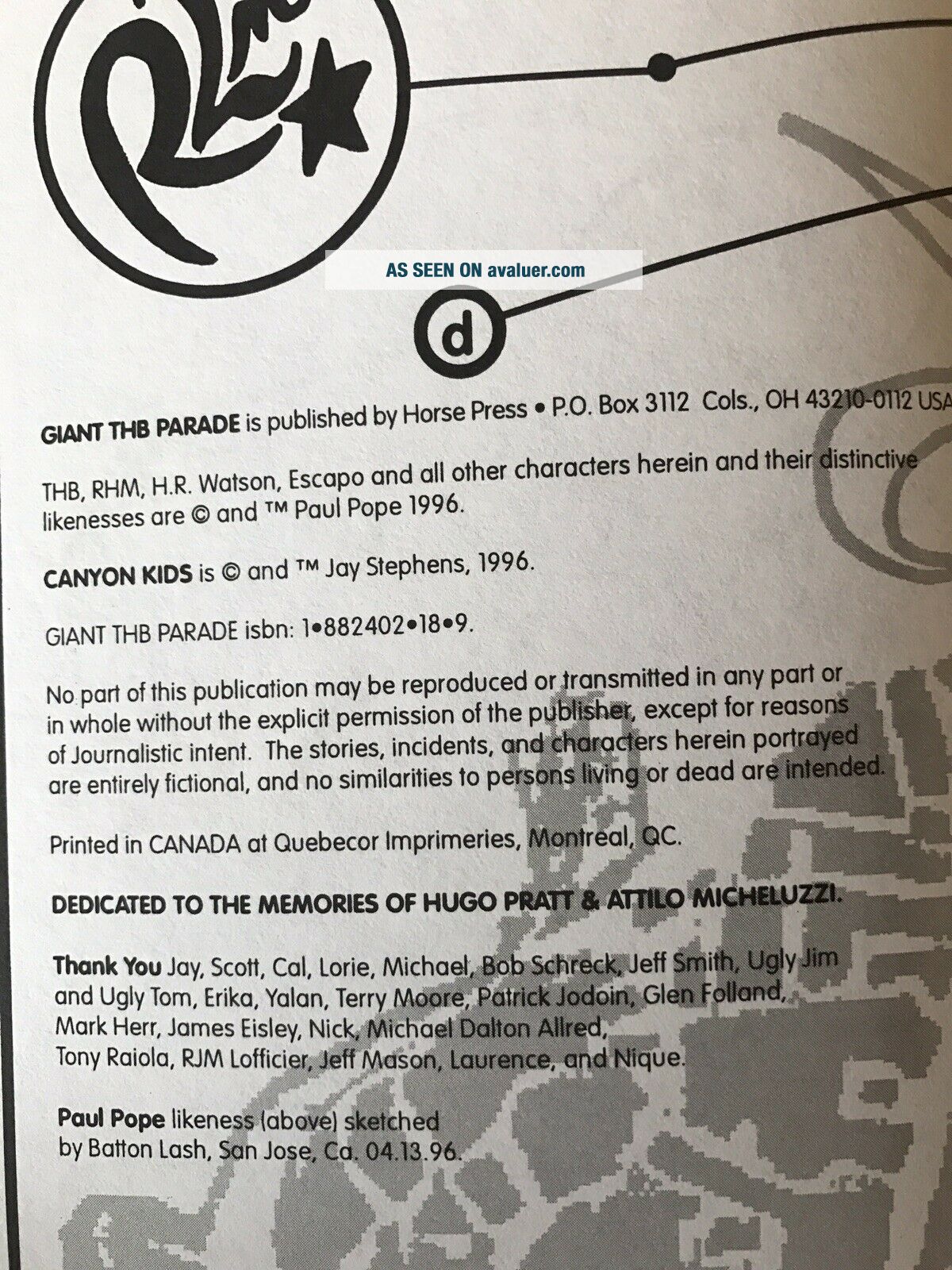 Giant THB Parade PAUL POPE Oversized 1996 Horse Press | #2648039
