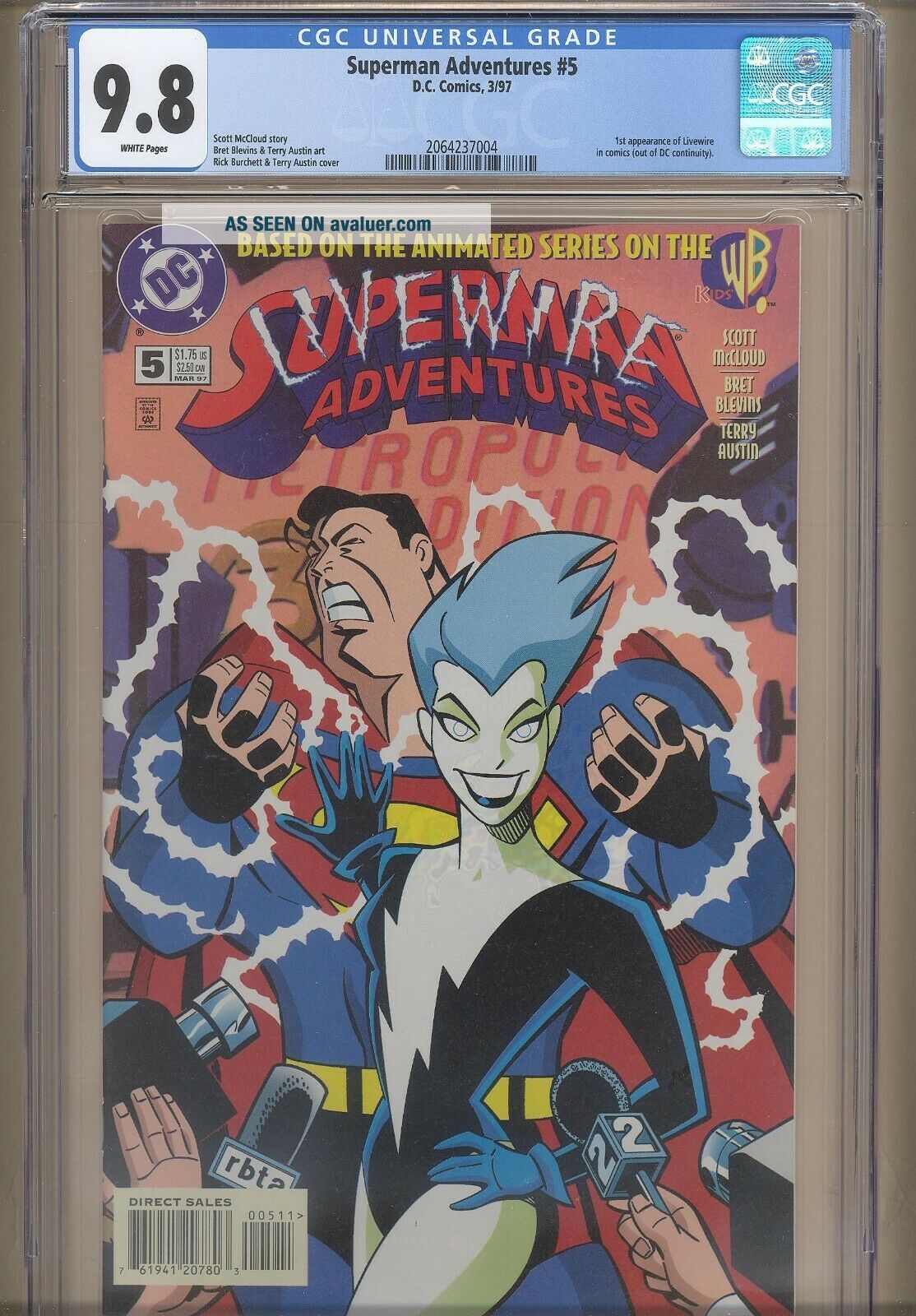 Superman Adventures 5 CGC 9. 8 1st Livewire Low Print Animated Series ...