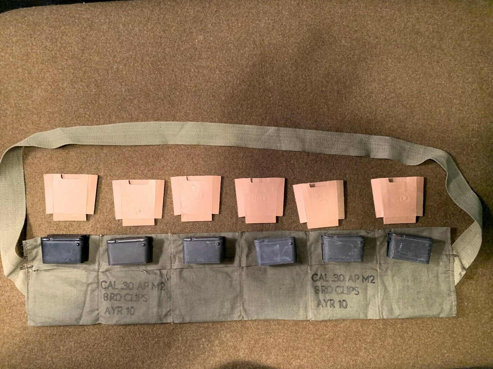GI Garand Bandoleer Repack Kit For M1 Garand W/ 8rd Clips & Card Board ...