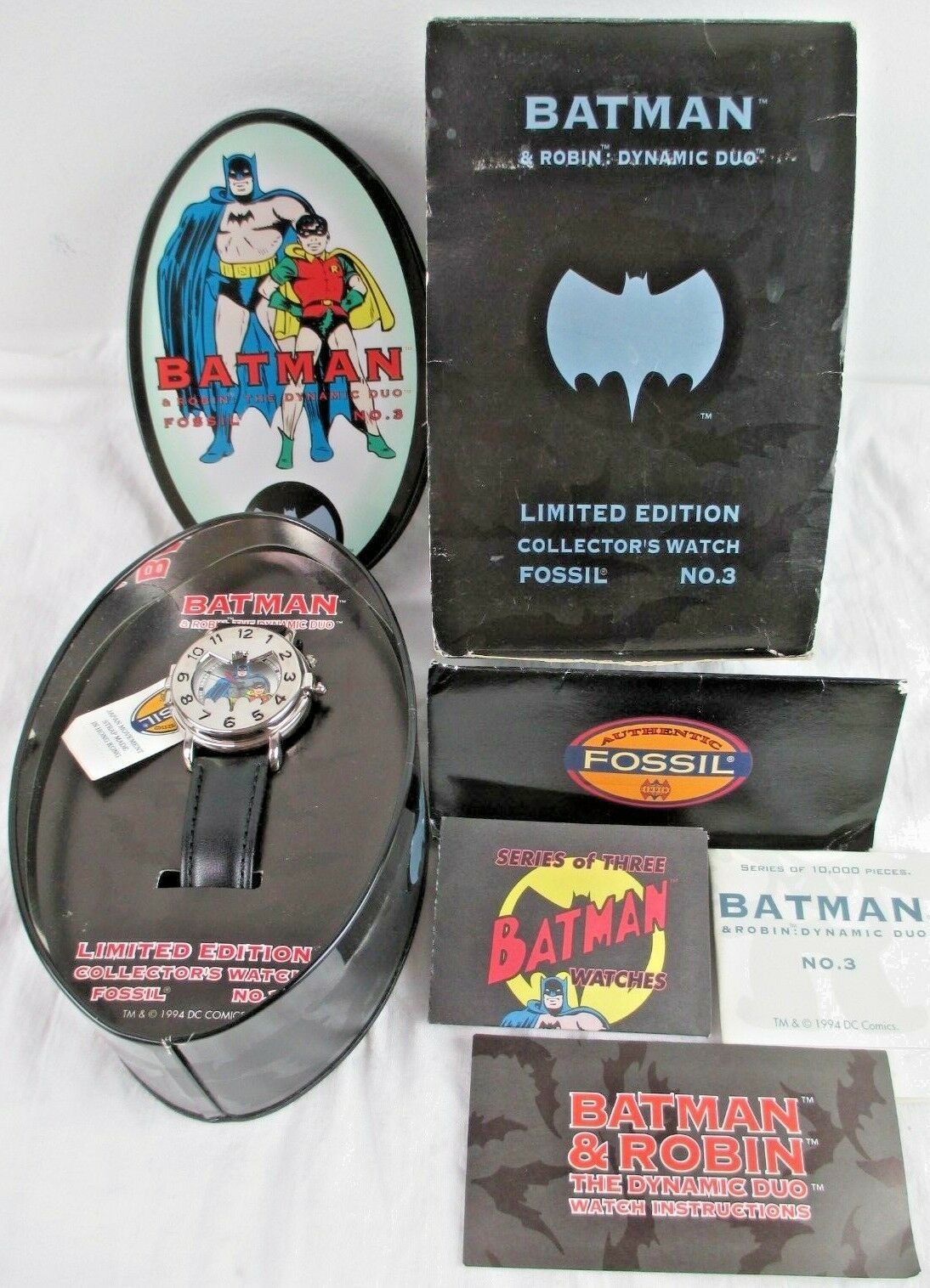 VINTAGE 1994 BATMAN AND ROBIN LIMITED EDITION NO. 3 FOSSIL WATCH W ...