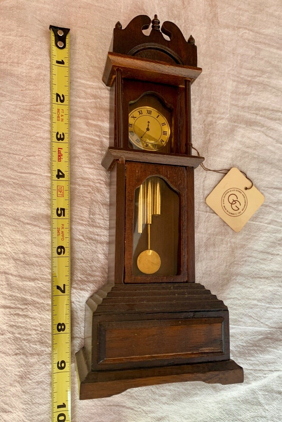 Miniature Wood Grandfather Clock Music Box | #16736571