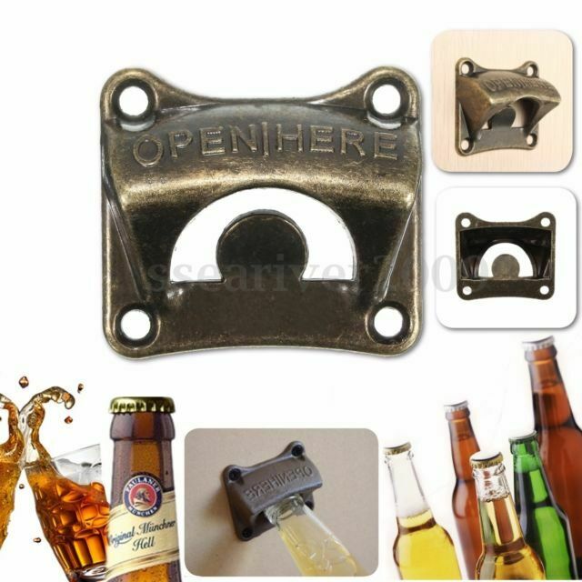 Zinc Alloy Wall Mount Bar Wine Beer Soda Glass Cap Bottle Opener Tool ...