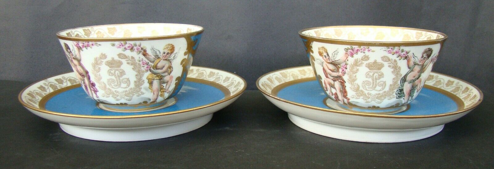 French Sevres Cup & Saucer Porcelain 1846 Louis Philippe Château Des ...