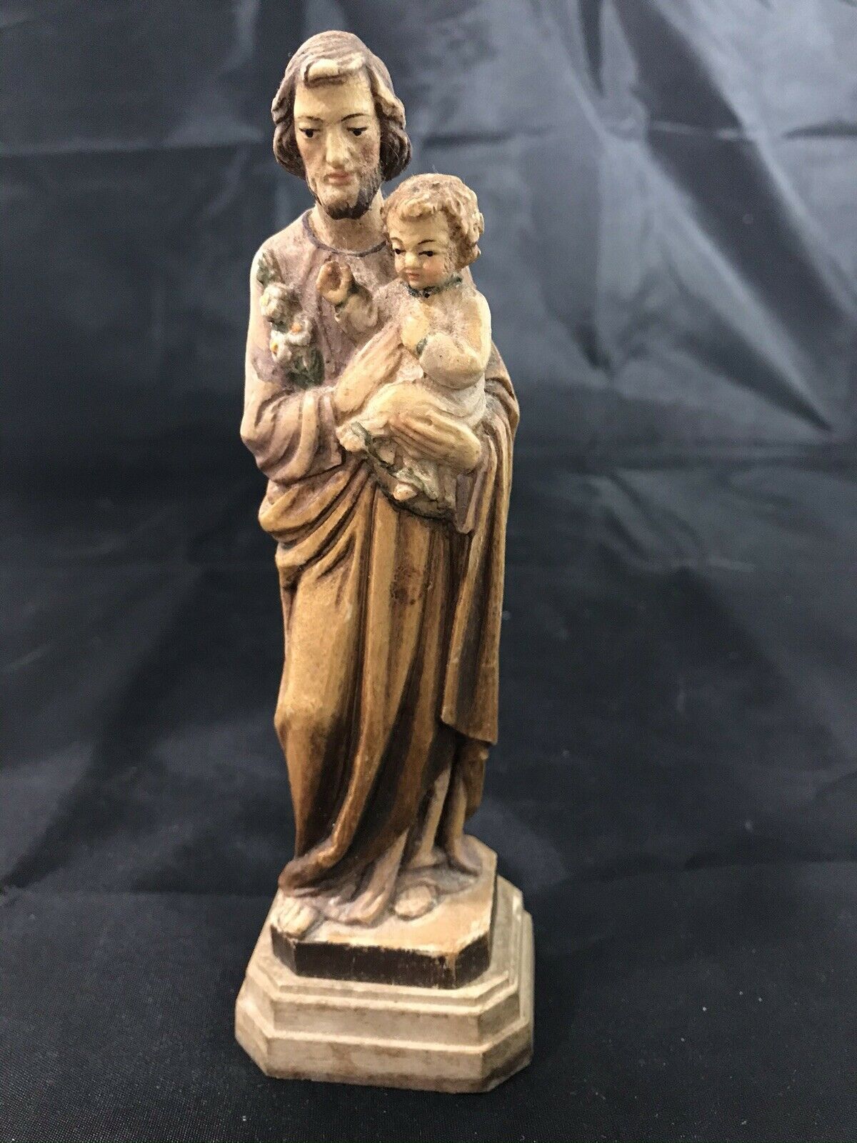 Vintage Hand Carved Wood Joseph With Baby Jesus Religious Catholic ...