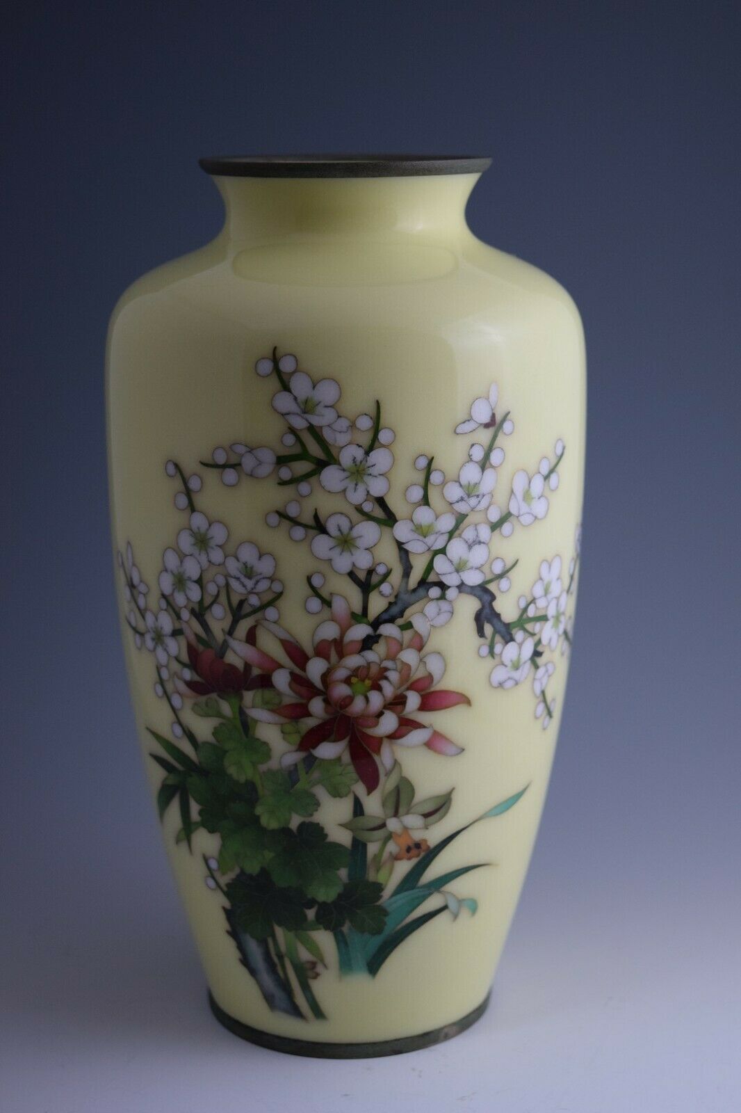 Gorgeous Japanese Vintage Cloisonne Vase With " The Four Classic Plants ...