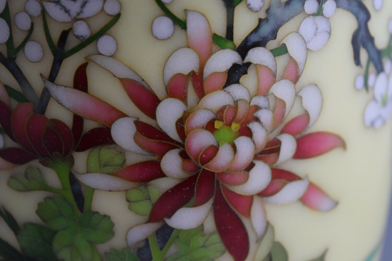 Gorgeous Japanese Vintage Cloisonne Vase With " The Four Classic Plants ...