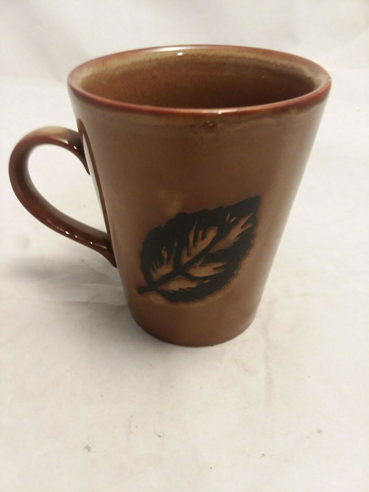 Just Mugs Made In England Organic Leaf Design Brown Ceramic Coffee Mug ...