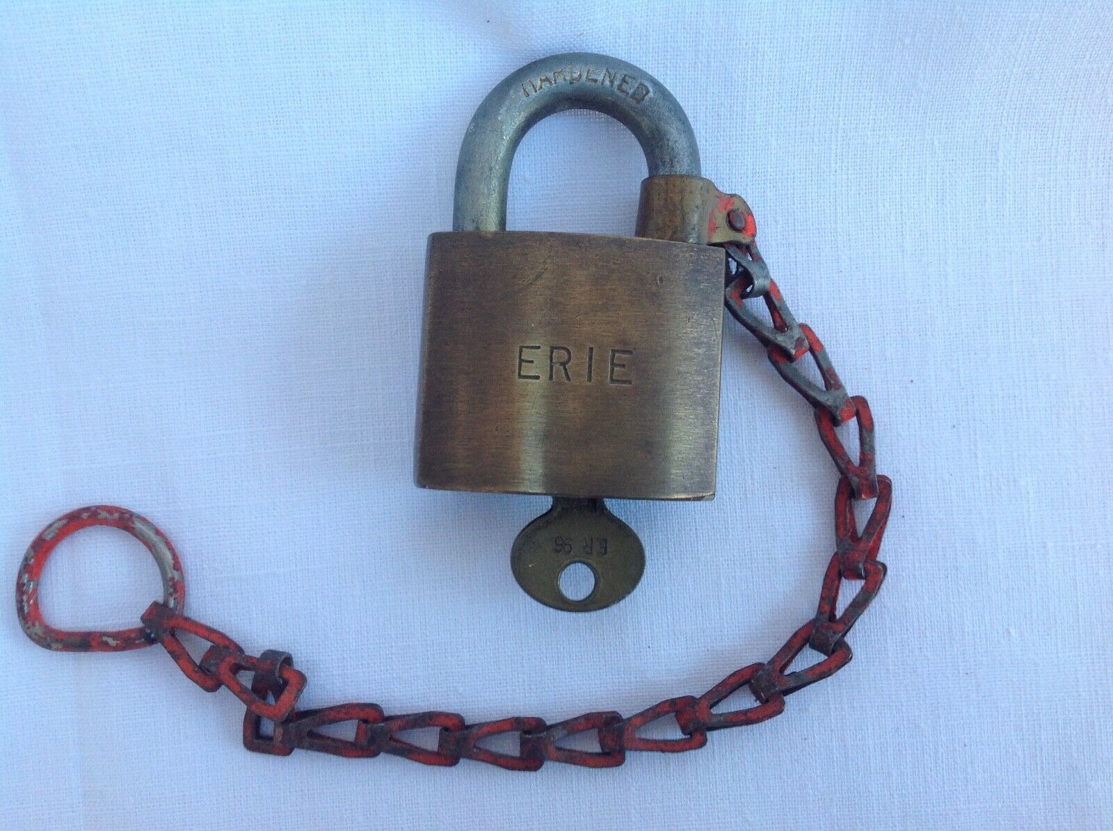 Vintage Brass Corbin Cabinet Lock ERIE RAILROAD With Key And Chain ...