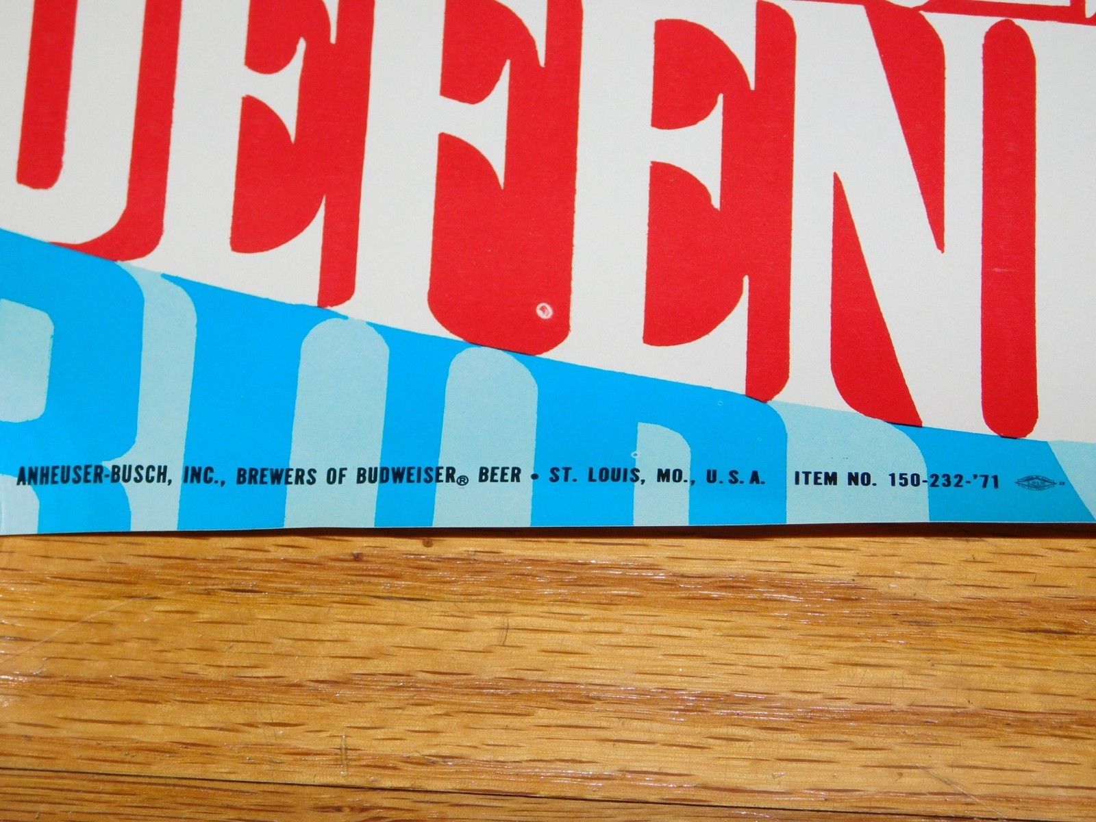 Vtg 1971 Budweiser Budman Dauntless Defender Poster Bar Store Man Cave ...