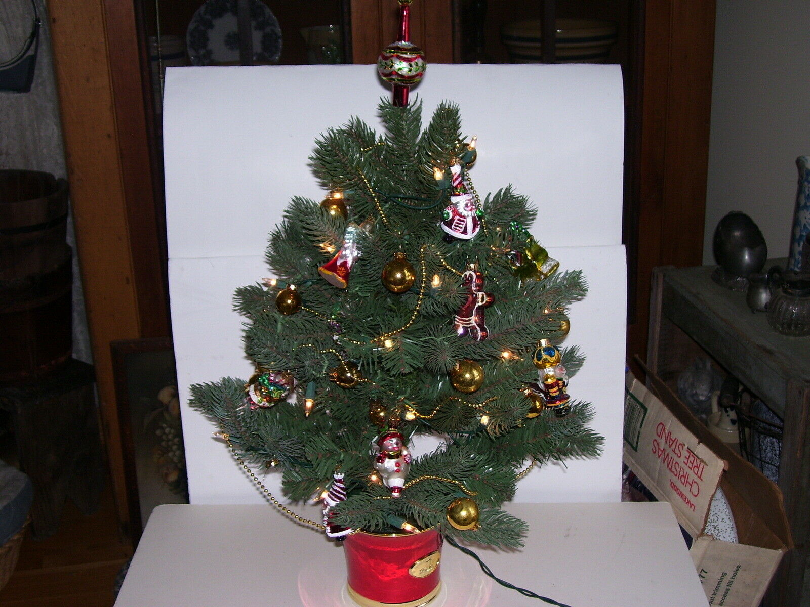 RARE Vintage Christopher Radko Lighted Christmas Tree And Ornaments ...