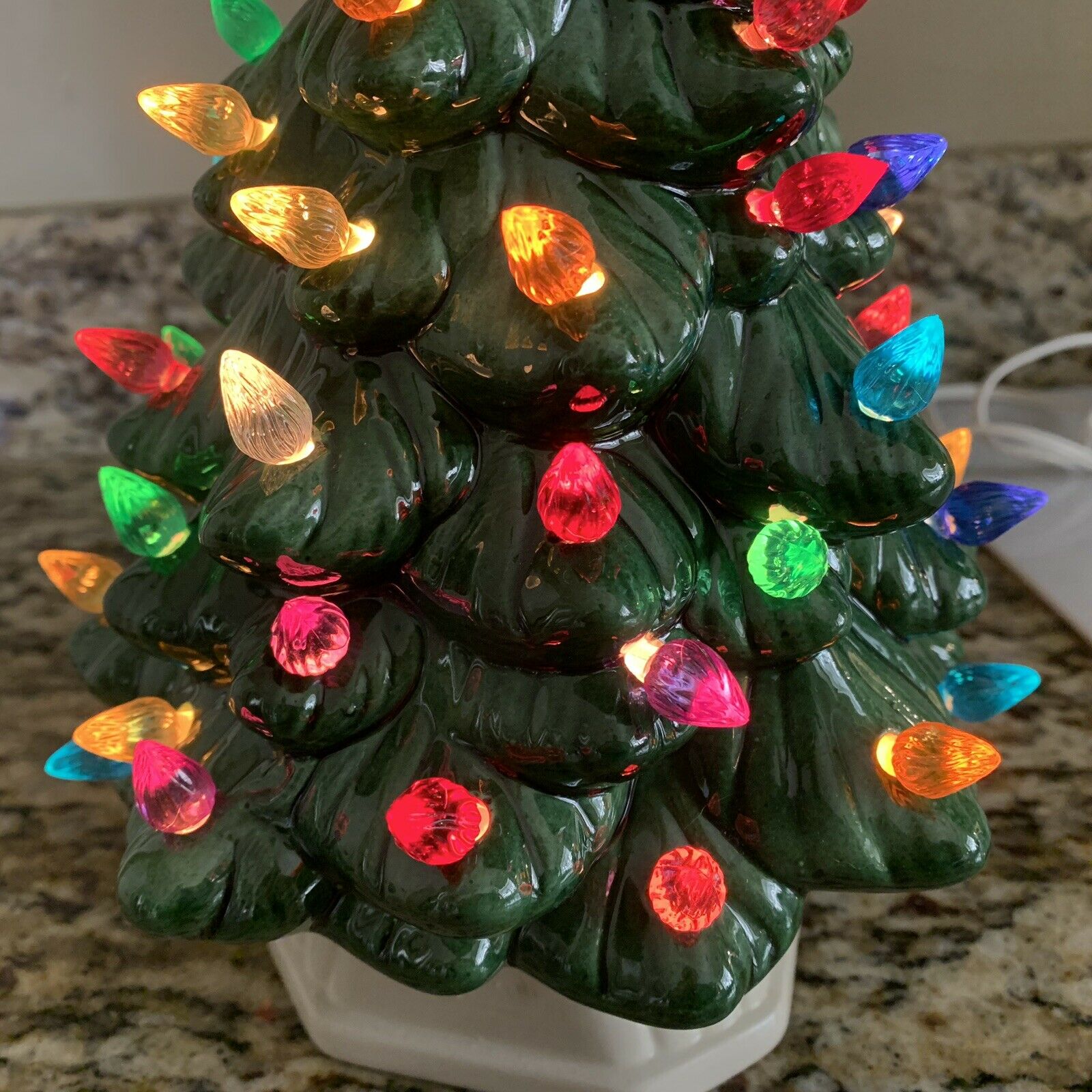 Vintage Holland Mold Ceramic 12” Green Christmas Tree White Lighted ...