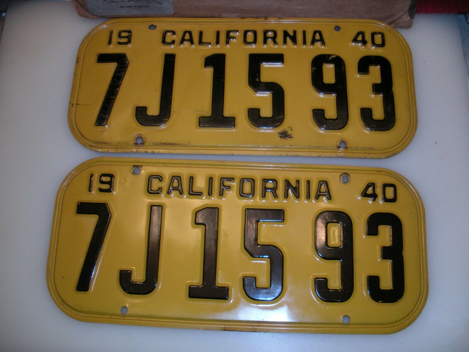 VINTAGE 1940 CALIFORNIA PAIR LICENSE PLATES YOM DMV CLEAR PLATES ...