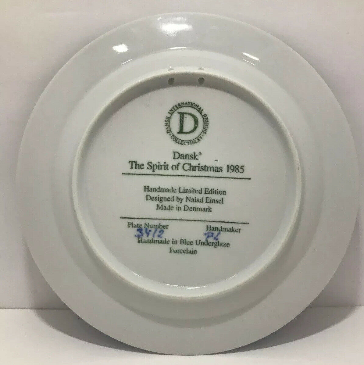 Dansk Spirit Of Christmas Plate 1985 Design By Naiad Einsel Reindeer ...