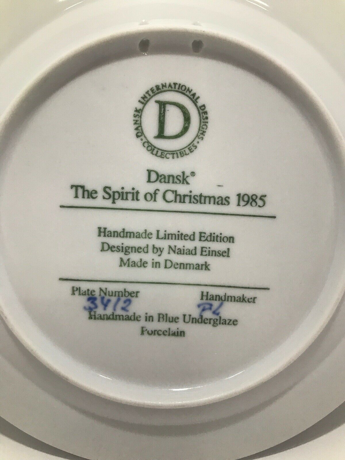 Dansk Spirit Of Christmas Plate 1985 Design By Naiad Einsel Reindeer ...