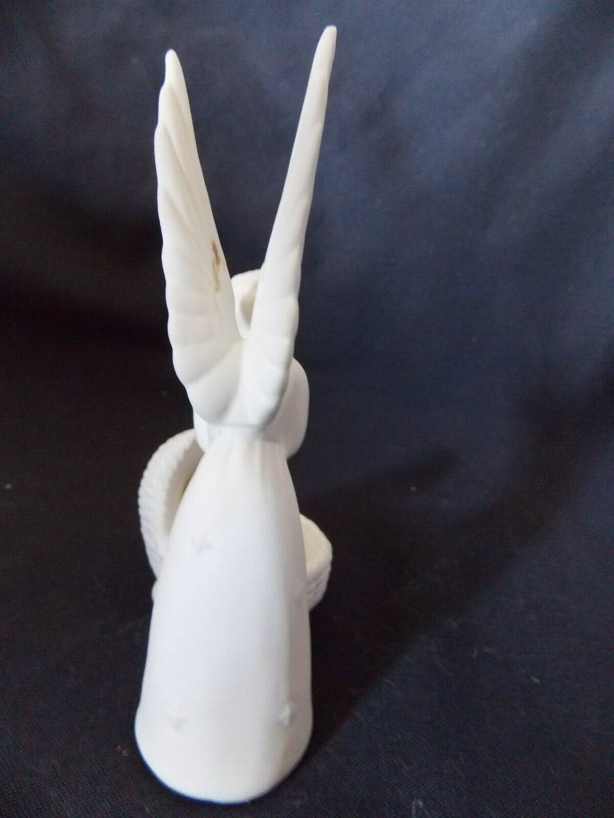 Angel Praying Over Baby In Cradle Bisque Figurine W Germany 5 " | #16590779