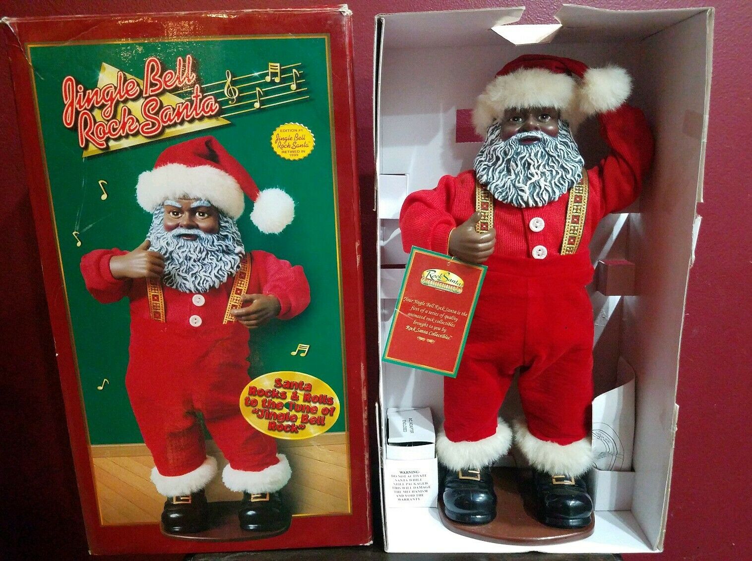 Vintage Black Jingle Bell Rock Santa Animated Dancing Musical Santa ...