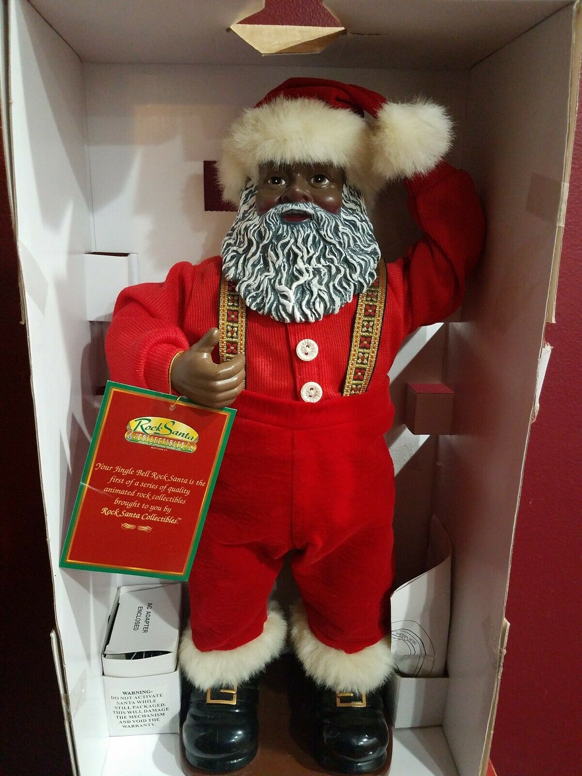 Vintage Black Jingle Bell Rock Santa Animated Dancing Musical Santa ...