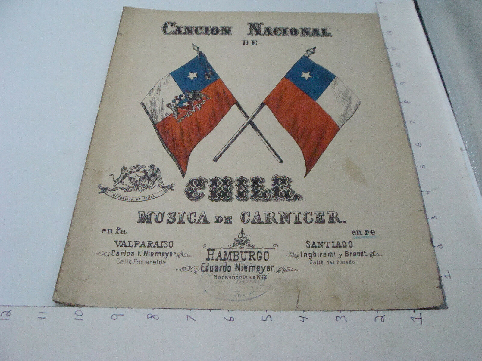 Vintage MILITARY Sheet Music: CANCION NACIONAL De CHILE - EARLY | #16602207