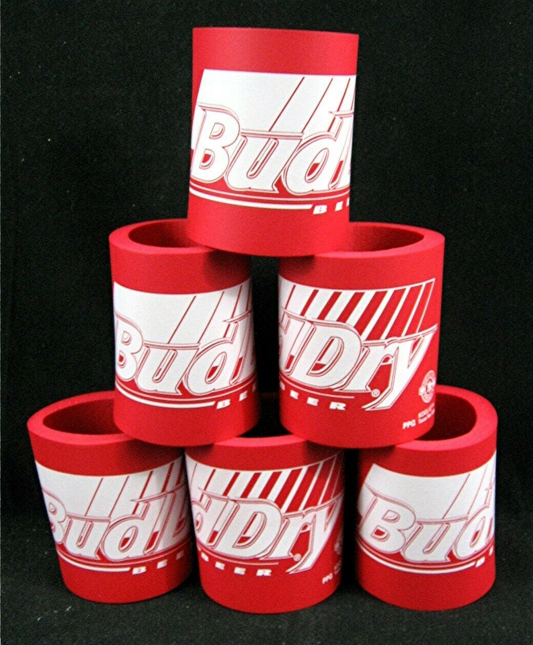 6 Bud Dry Beer Koolie Koozie Foam Can Bottle Holder Old Beer ...