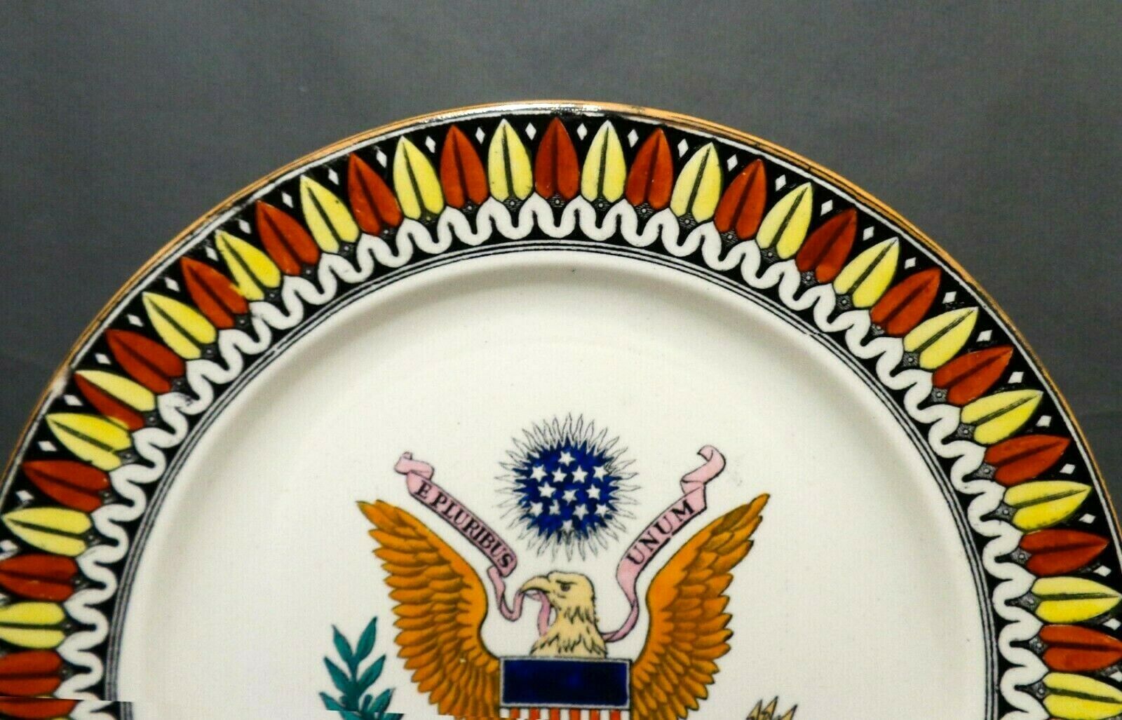 ADAMS TUNSTALL (UK) ANTIQUE E PLURIBUS UNUM EAGLE DEC PORCELAIN ...