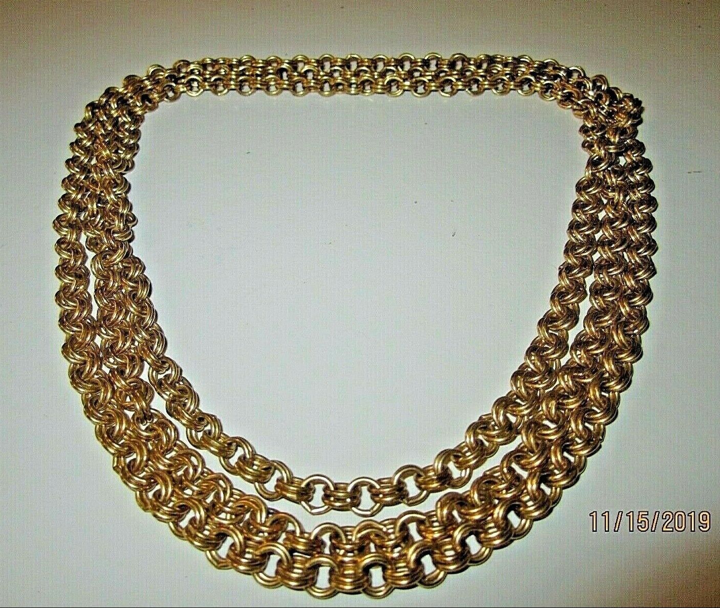 Antique VTG Victorian Huge Yellow Gold Filled Long Heavy Estate Chain ...