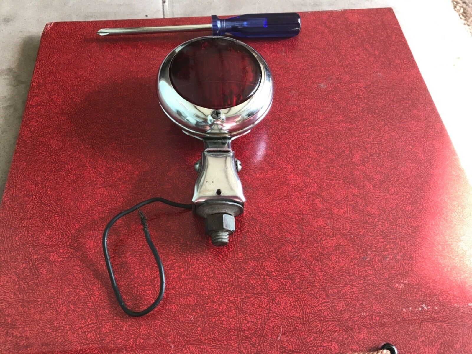 VINTAGE US PIONEER 400 RED GLASS “STOP” CHROME TAIL LIGHT HOT RAT ROD ...