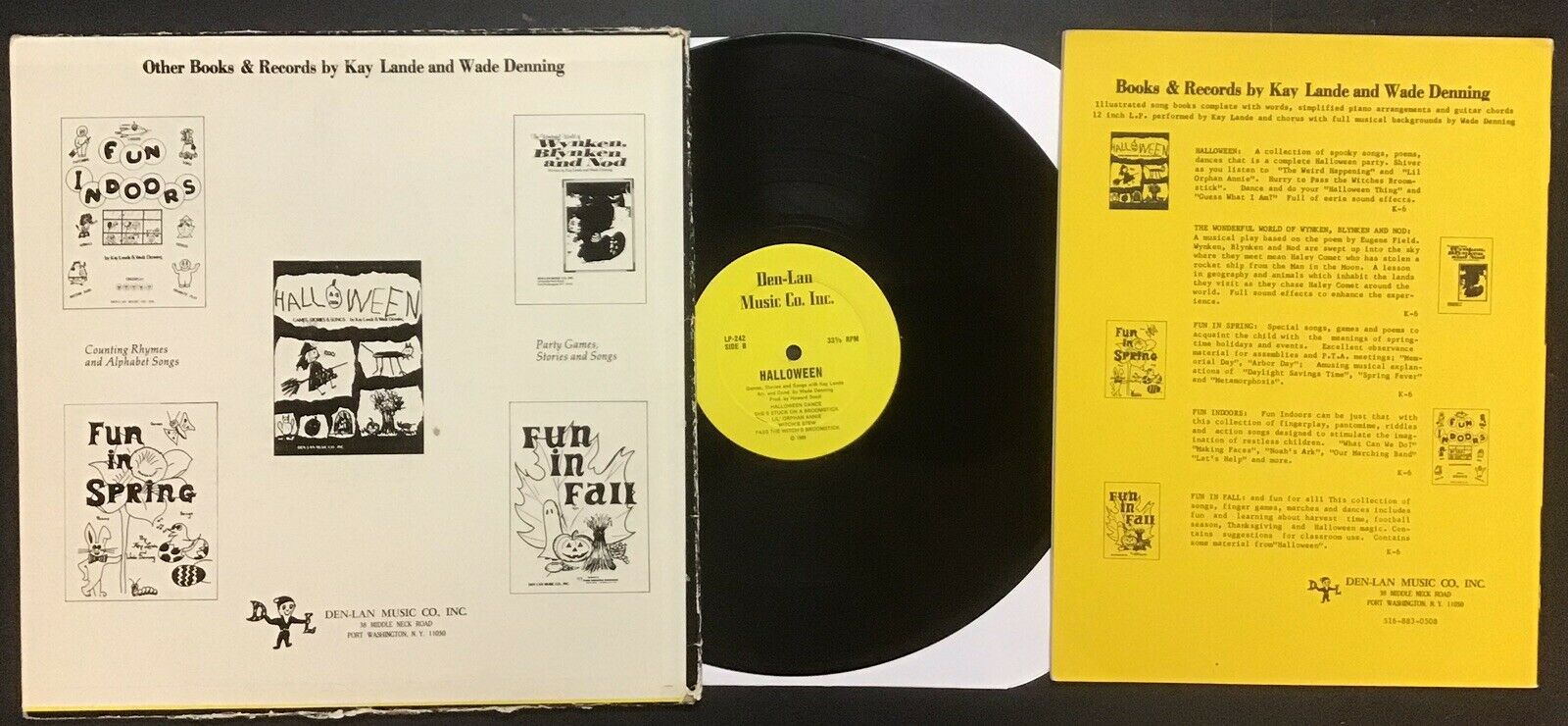 HALLOWEEN Vinyl LP Book W/ Games Stories Songs Children Kay Lande Wade ...