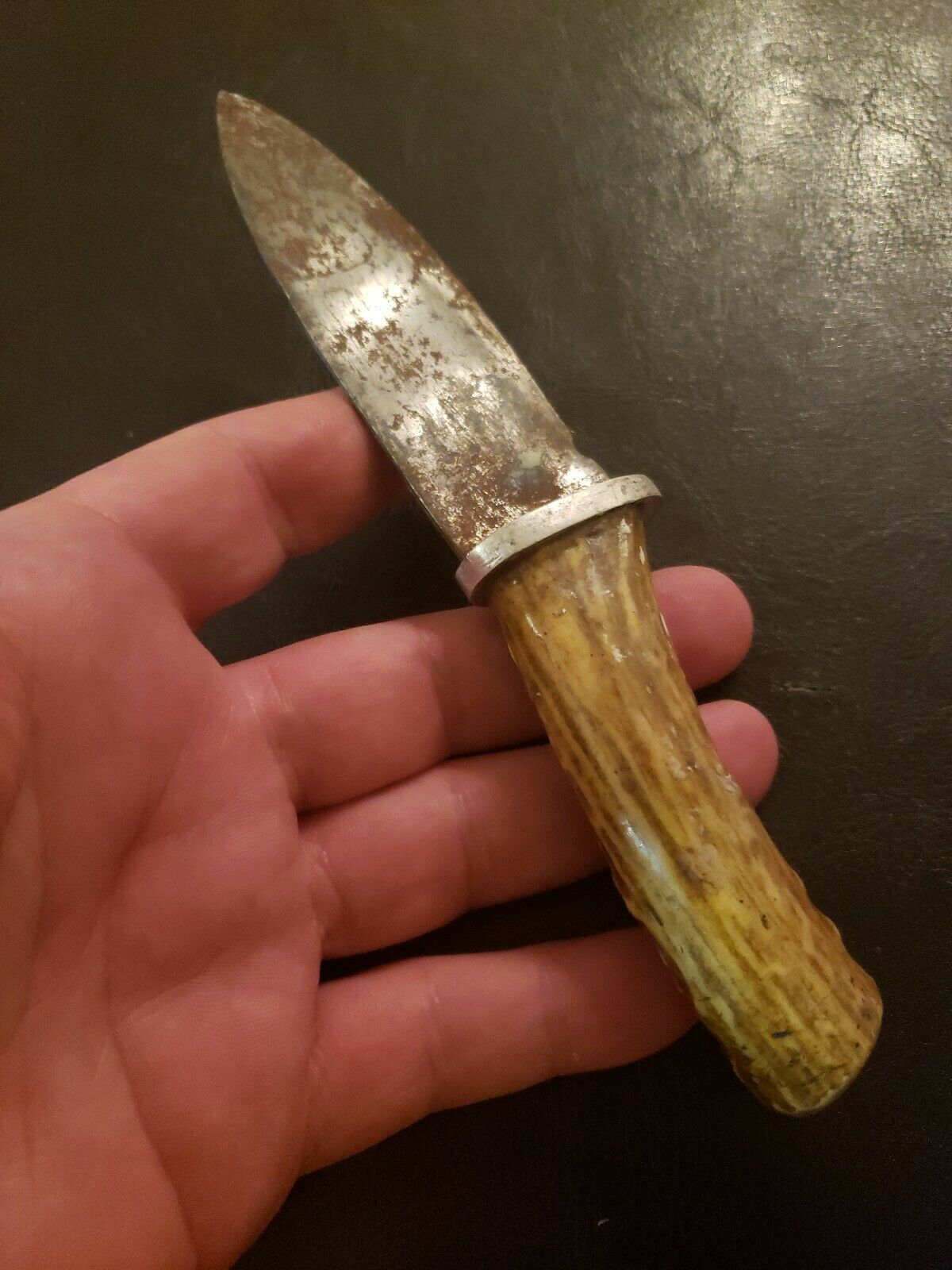 Vintage Stag Handle Fixed Blade Knife | #16484986