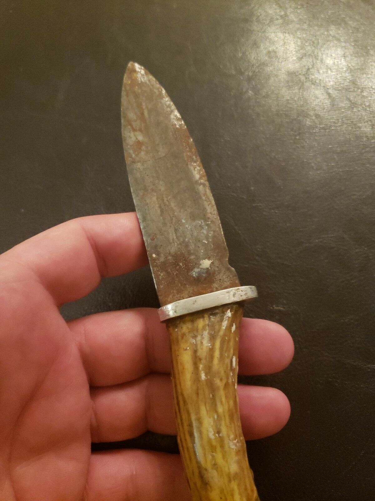 Vintage Stag Handle Fixed Blade Knife | #16484986