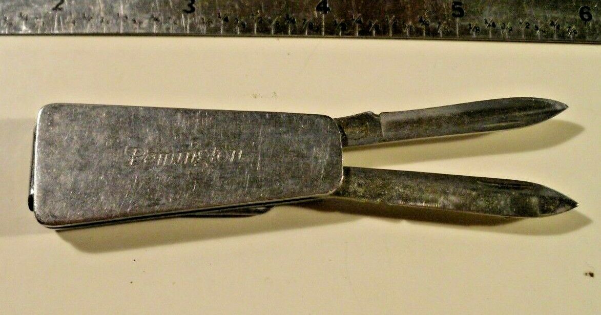 REMINGTON SILVERTONE FOLDING POCKET KNIFE NAIL FILE MONEY CLIP ...