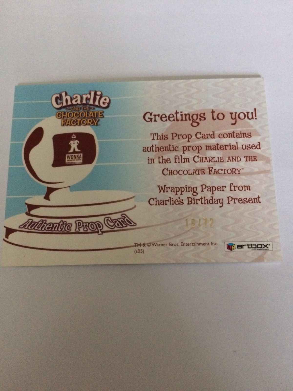 Charlie And The Chocolate Factory Wrapping Paper Prop Card 19/72 ...