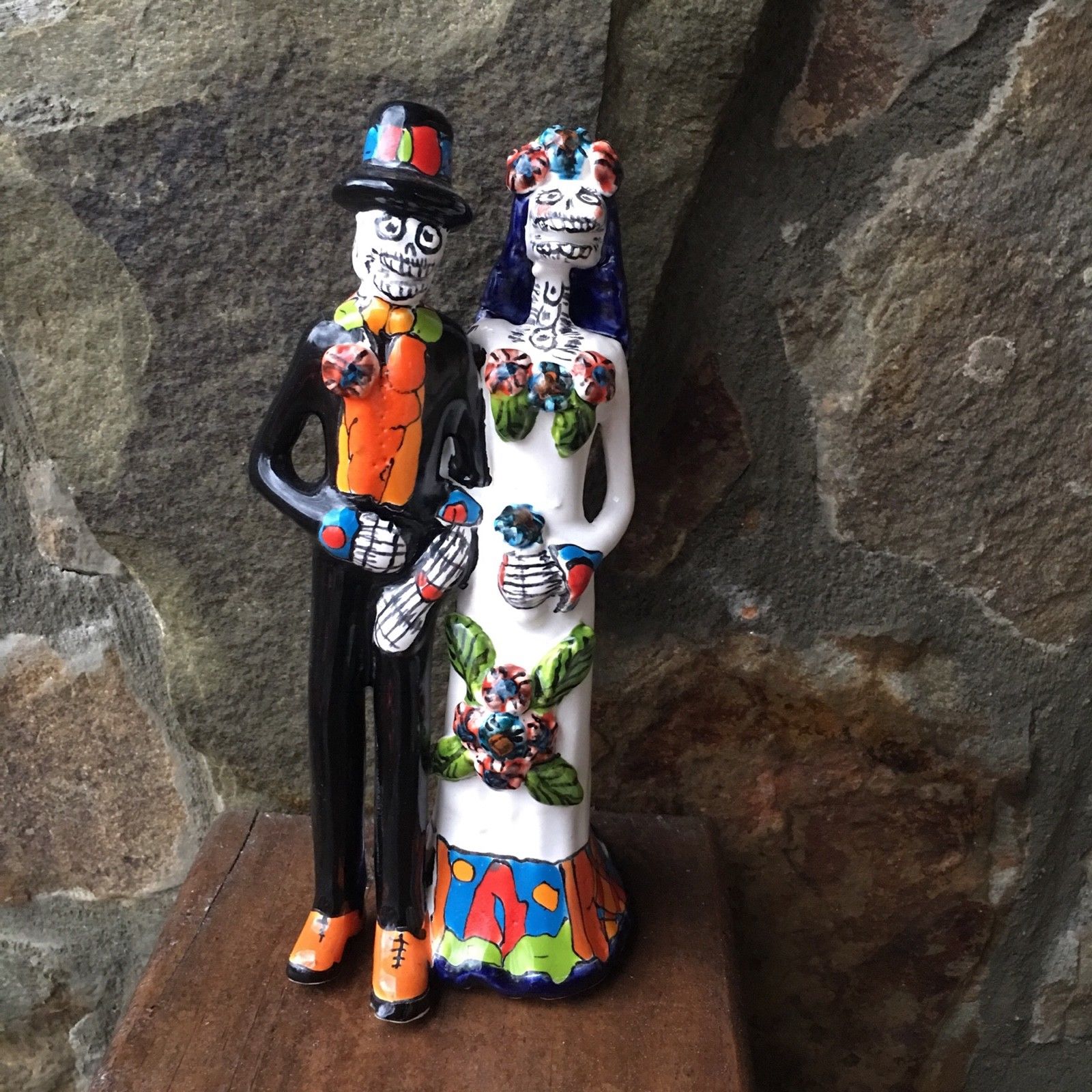 Mexican Catrina Bride And Groom - Mexican Talavera Catrina - Folk Art ...