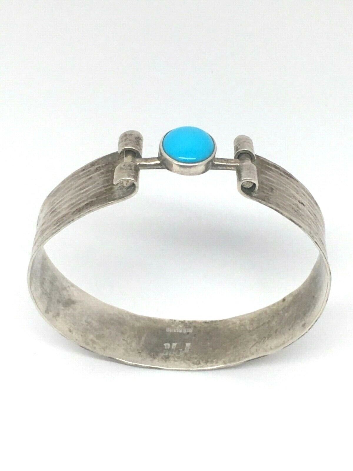 Vintage Native American Sterling Silver Turquoise Bracelet SIGNED ...