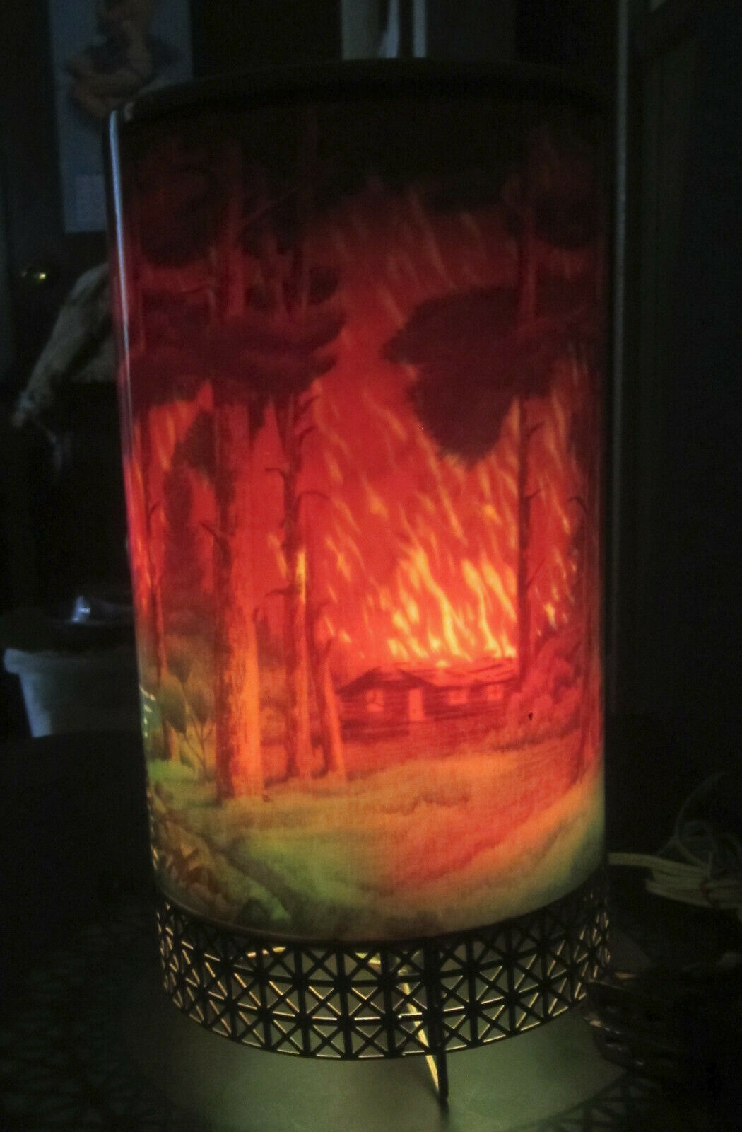 Vintage 1956 L. A. Goodman Motion Lamp FOREST FIRE With DEER | #16373025