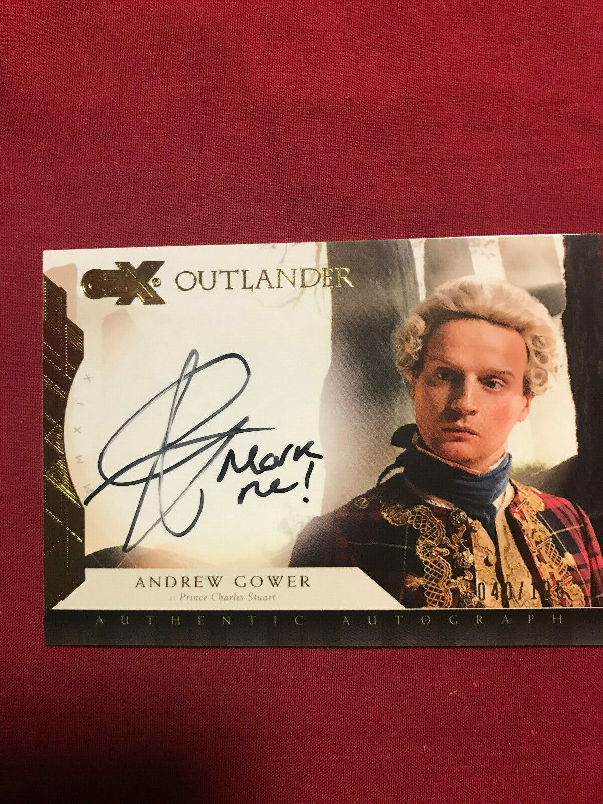 Outlander CZX Autograph AG Andrew Gower As Prince Charles Stuart 040/ ...