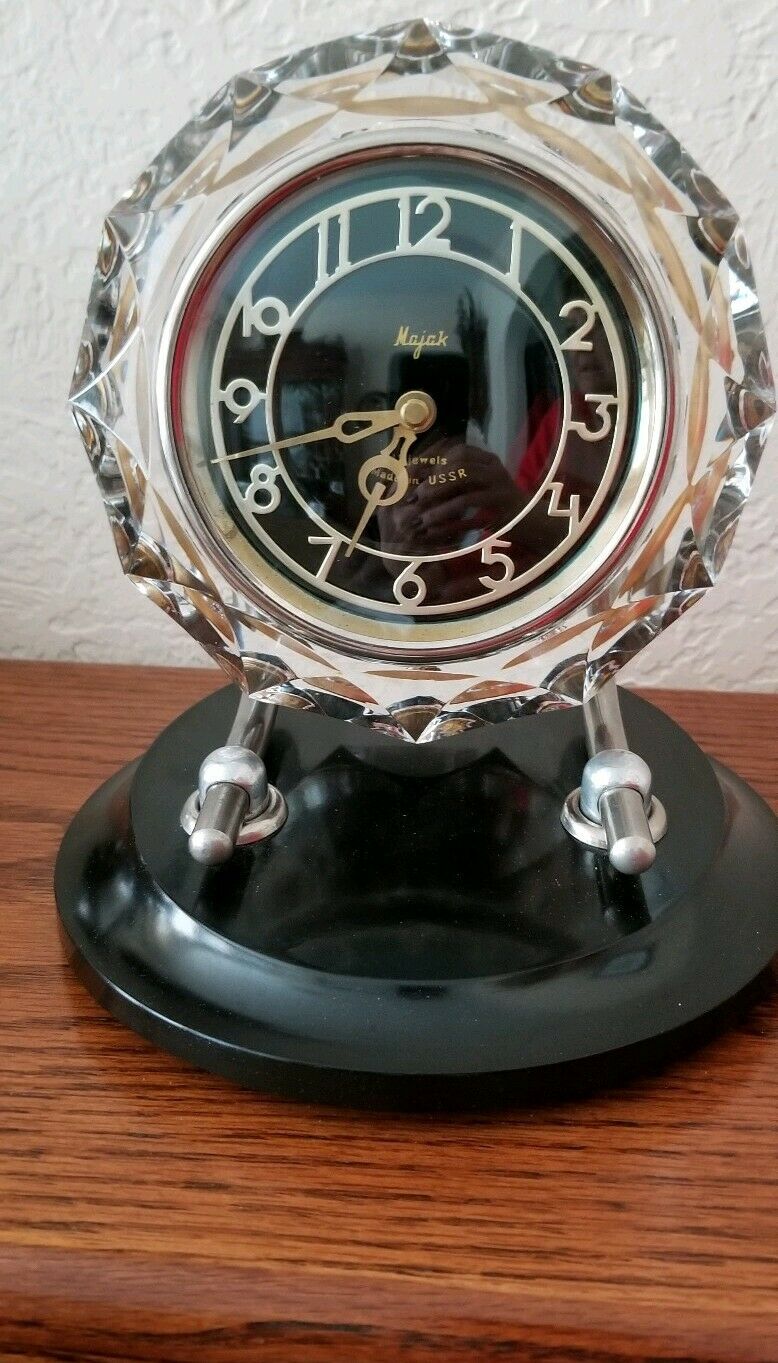 Majak USSR Crystal Case Wind Up Desk Shelf Clock | #16361774