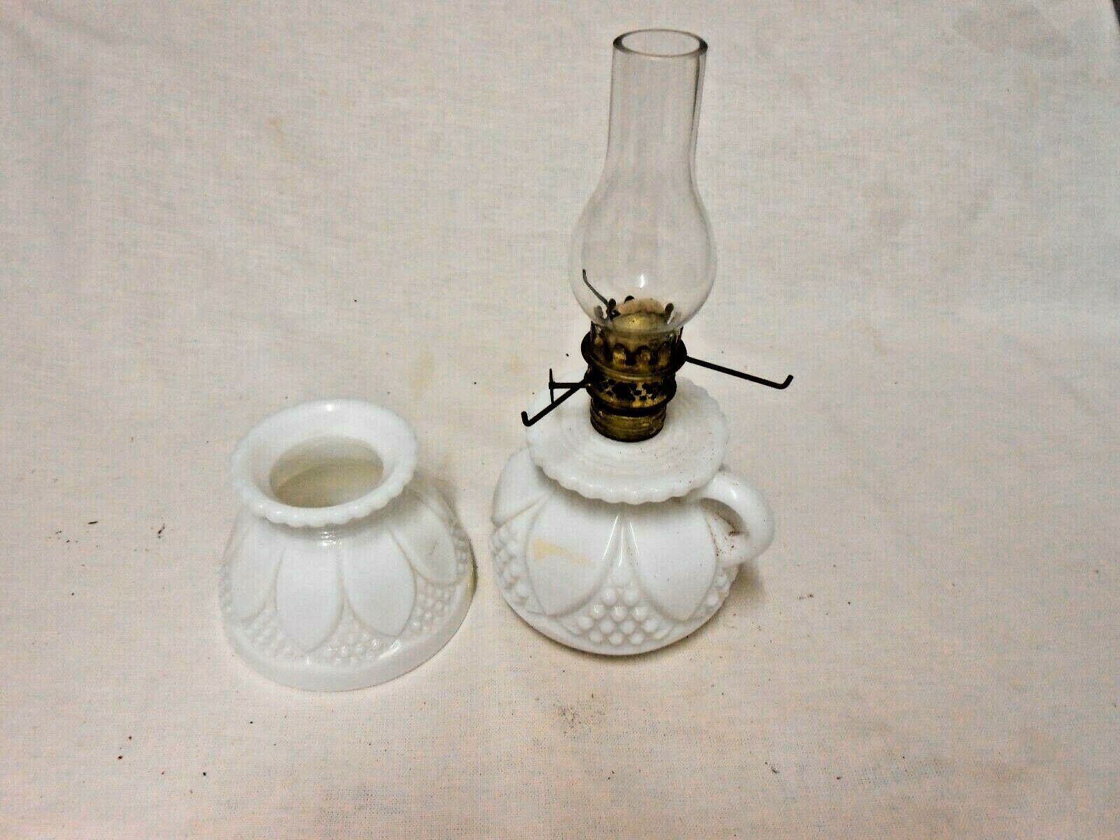 Antique Primitive P & A Mfg Co Acorn Miniature White Milk Glass Oil ...