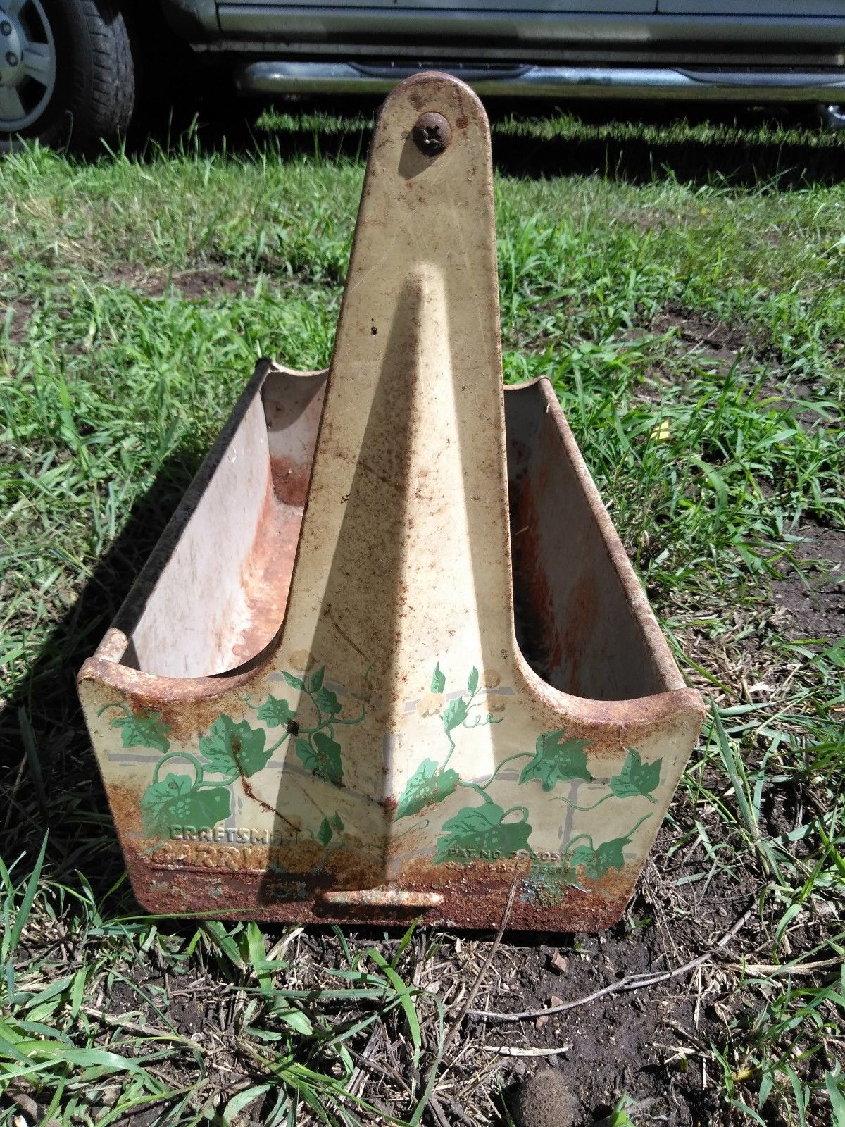Vintage Craftsman Carryall Metal Tool Box Carrier Garden Tote With ...