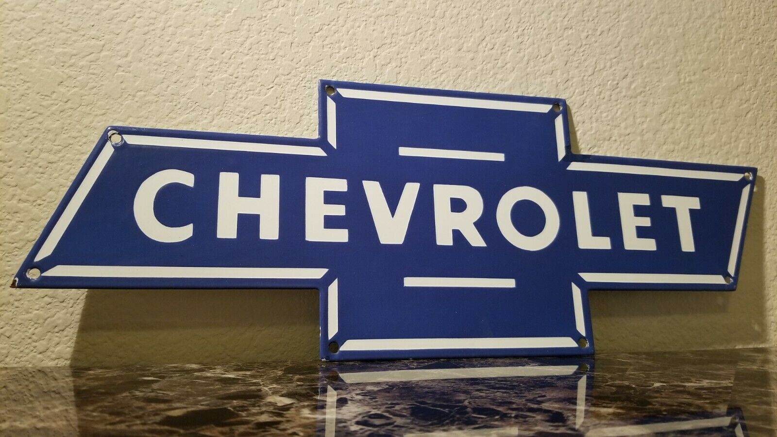 VINTAGE CHEVROLET PORCELAIN GAS CHEVY BOWTIE OKAY DEALER SERVICE ...