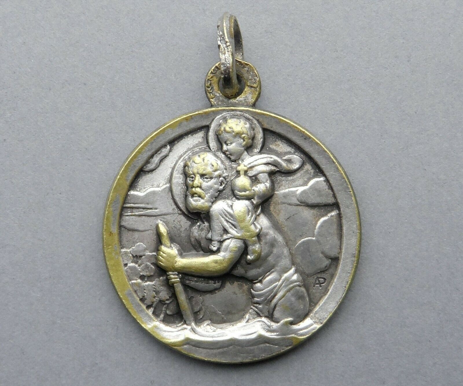 Saint Christopher And Jesus. Antique Religious Catholic Large Pendant ...