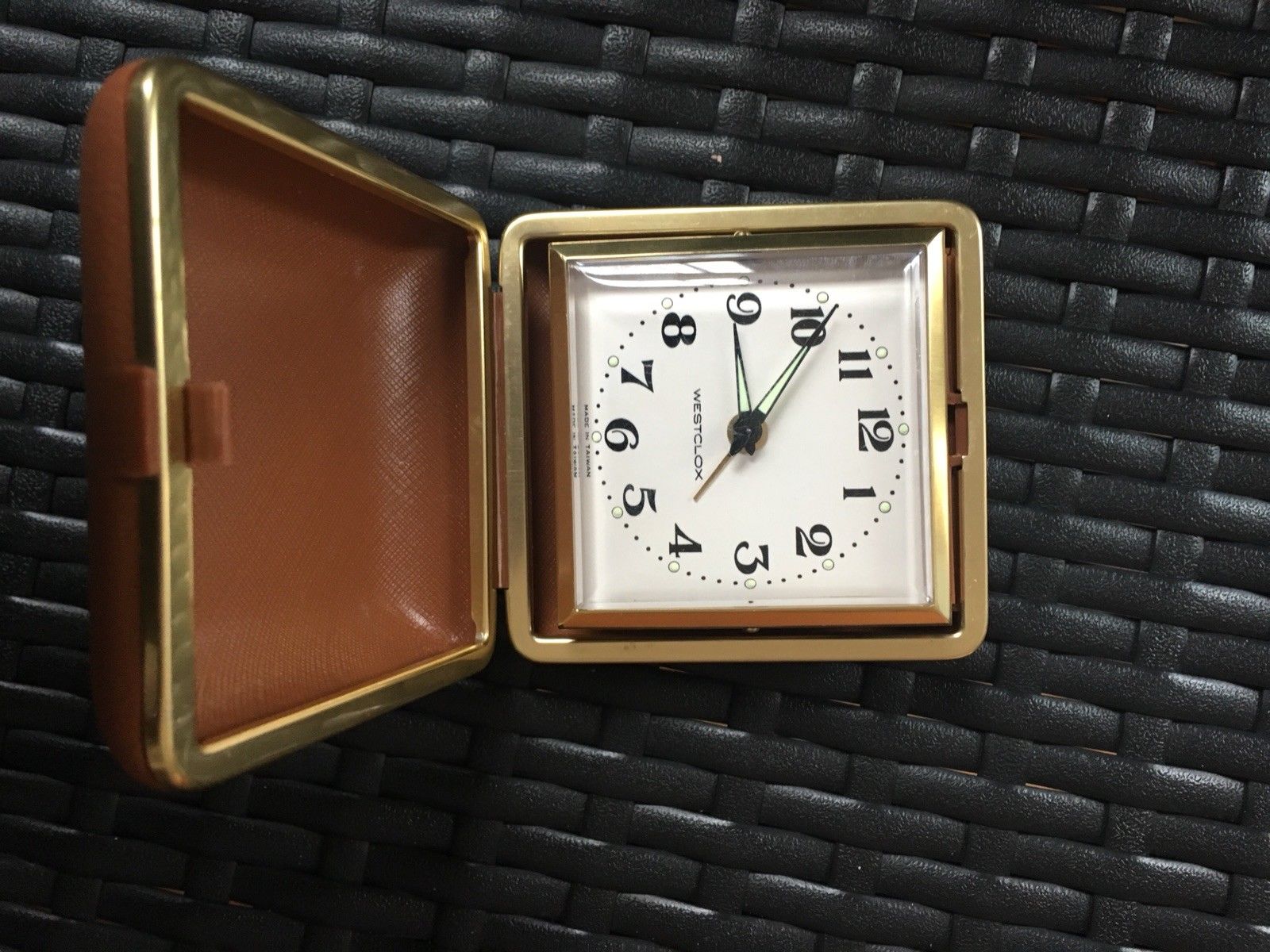 Vintage Westclox Travel Alarm Clock Folding Clam Shell Case | #16306729