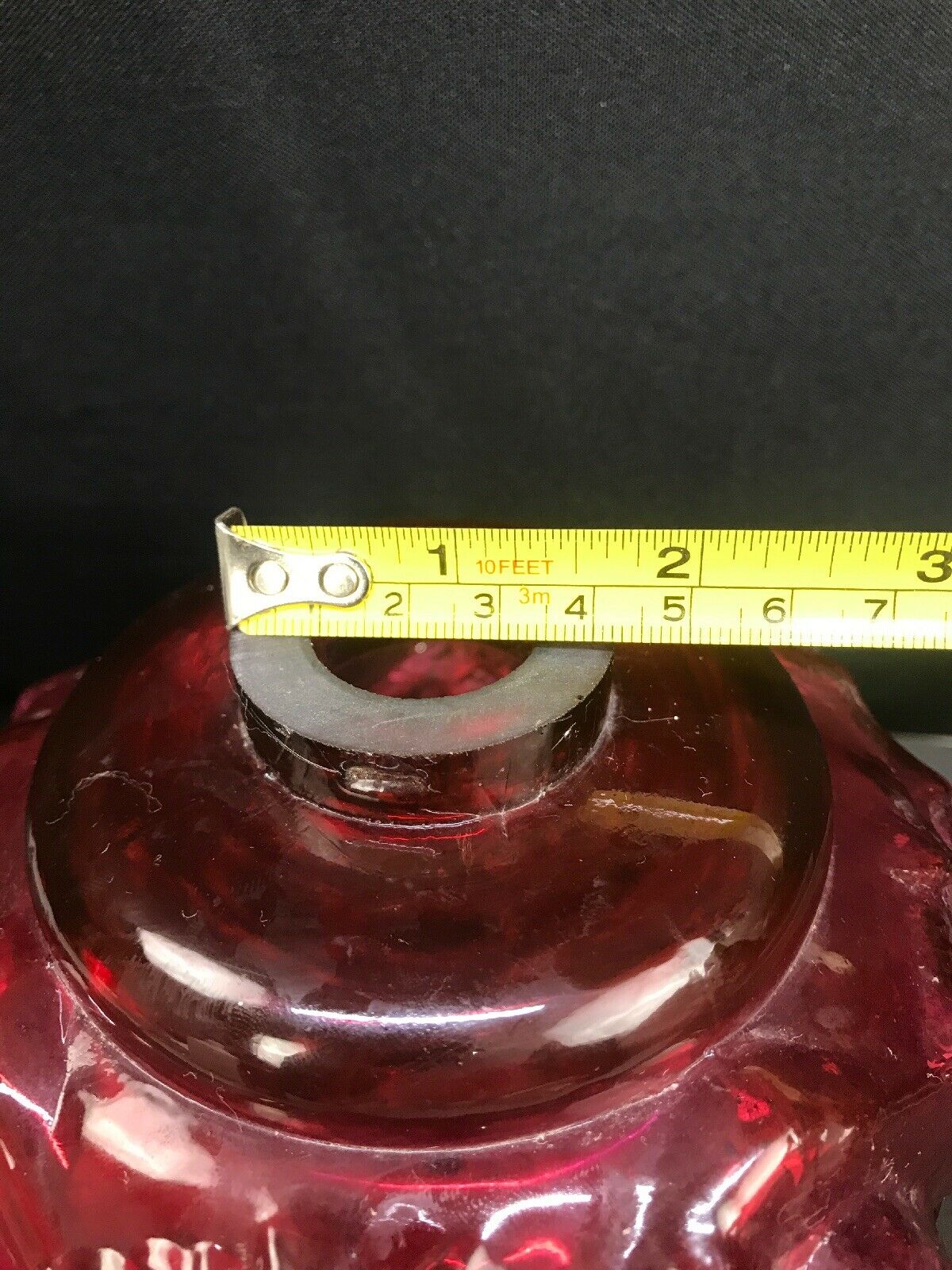 Fenton Cranberry Glass Puffy Rose Lamp Base Font Part | #16220801
