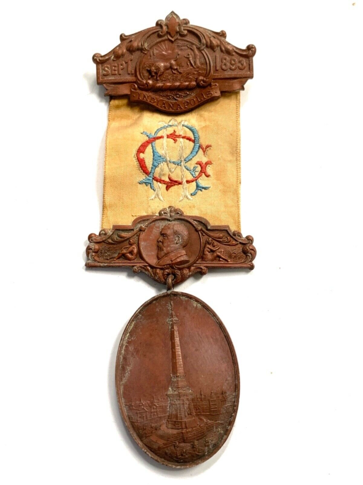 1893 GAR NATIONAL ENCAMPMENT BADGE Grand Army Of The Republic Medal ...