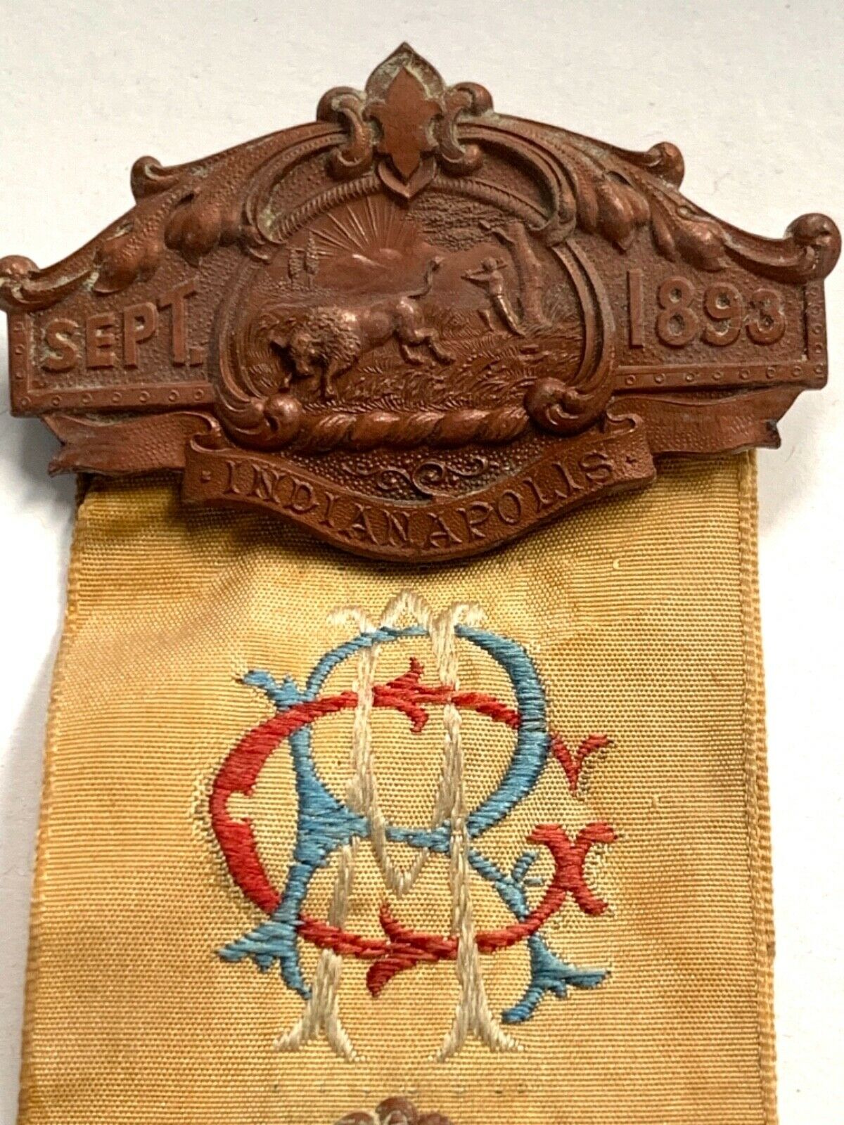 1893 GAR NATIONAL ENCAMPMENT BADGE Grand Army Of The Republic Medal ...