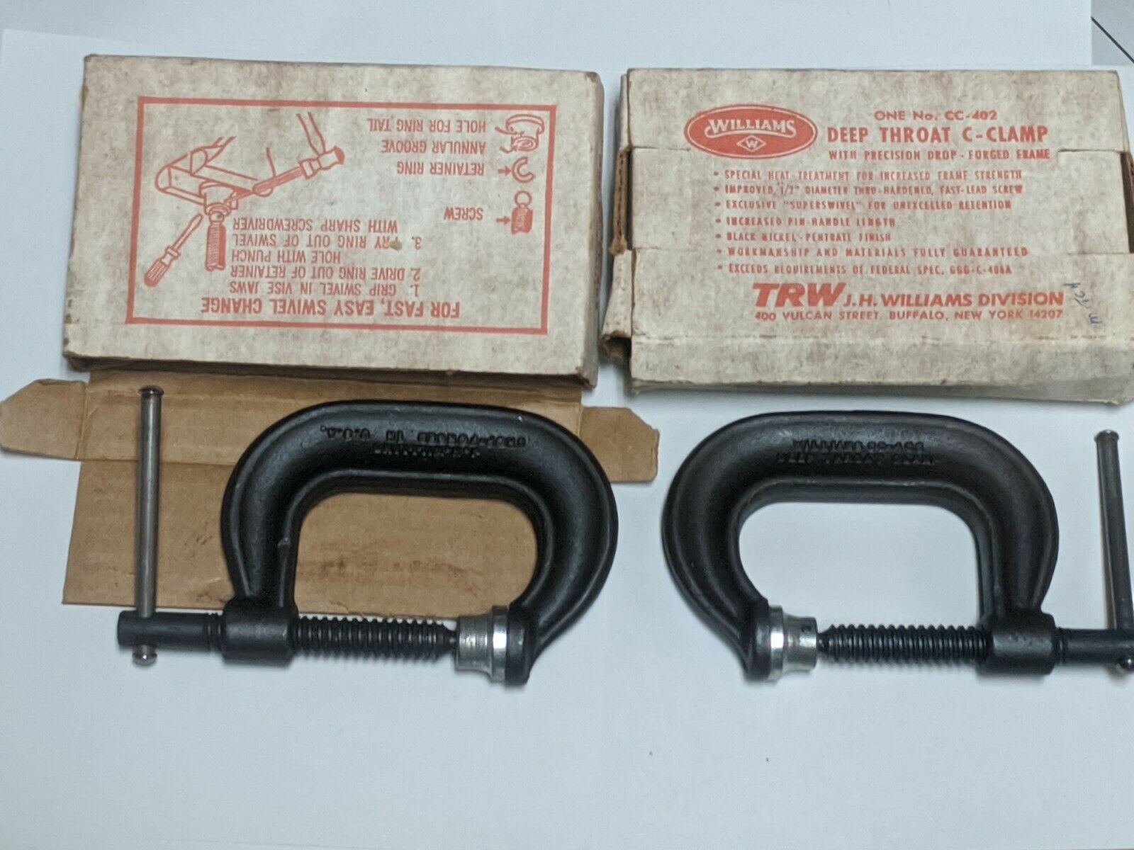 Vintage J. H. Williams Deep Throat C - Clamps CC - 402 - Made In USA ...